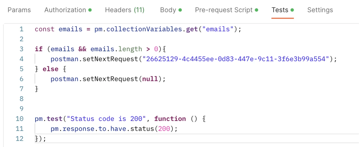 Loop request with different data in Postman